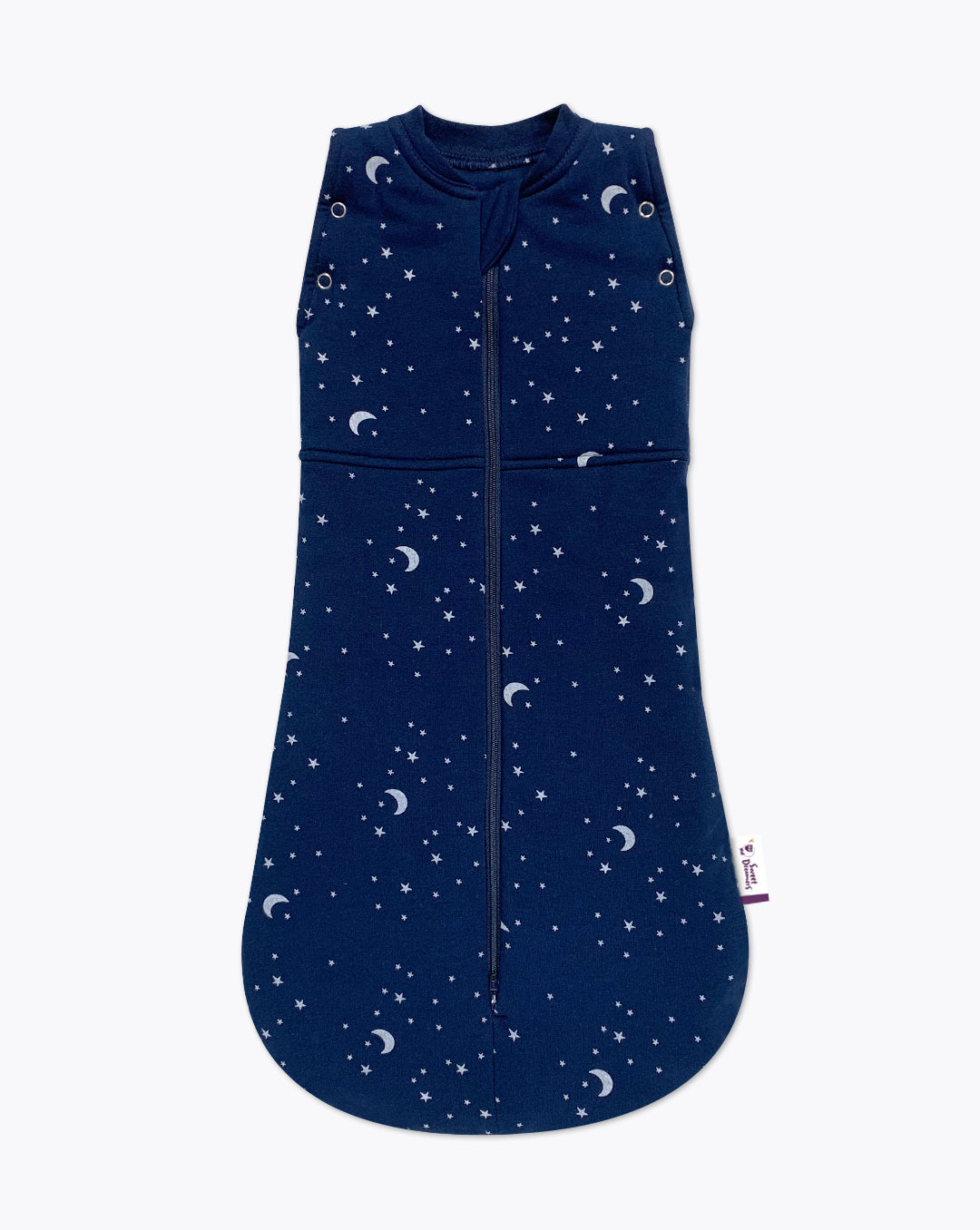 sleep swaddle bag blue moon and stars | Newborn | 2.5 Tog – Sweet Dreamers